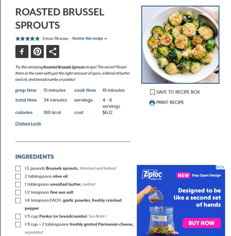 Roasted Brussel Sprouts – Brian’s Spot